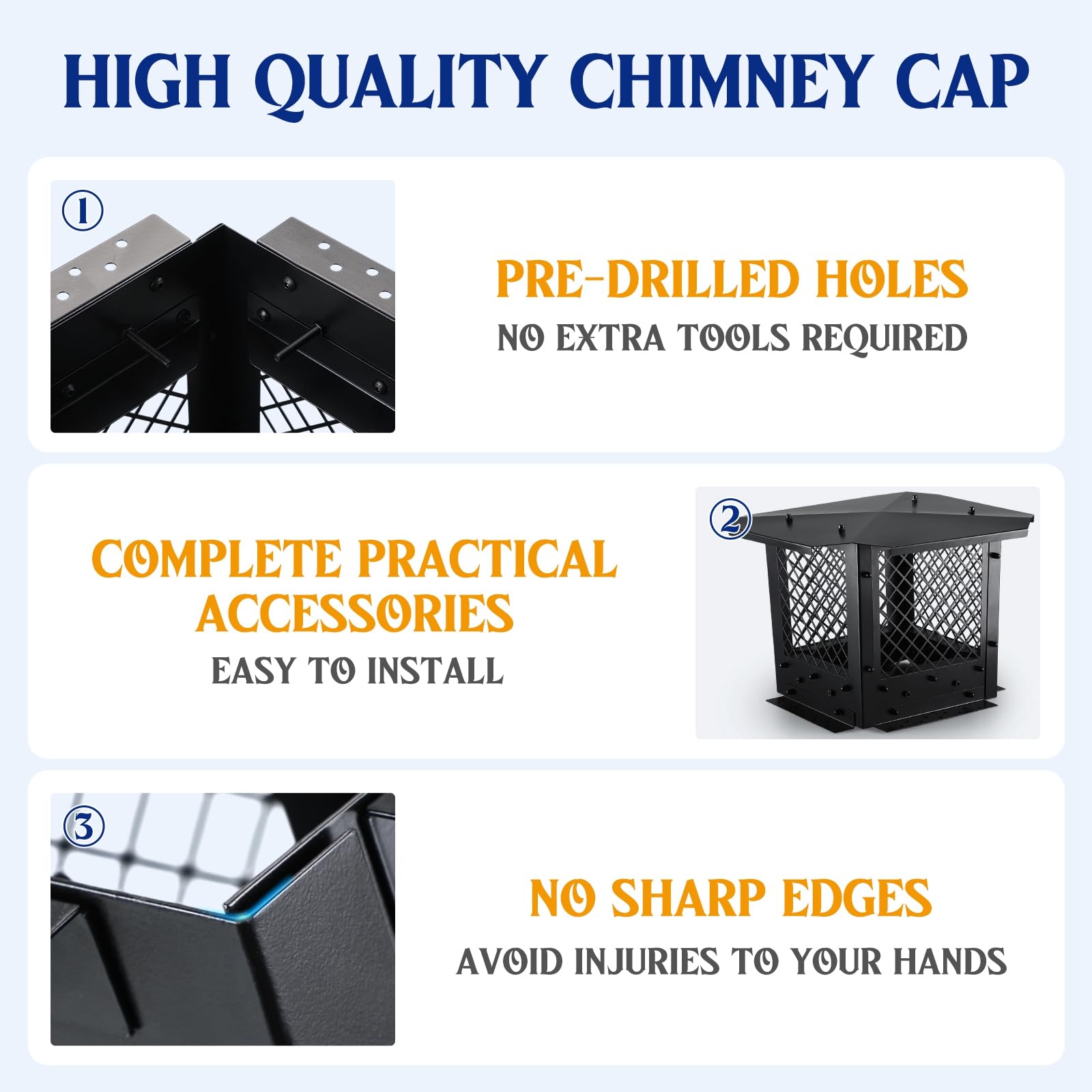 Blulu 9" x 9" Chimney Cap Galvanized Steel Chimney Cover Chimney Rain Cap Fireplace Chimney Cap for Outside Adjustable Bottom to Fit Existing Clay Flue Tile Sizes, Black