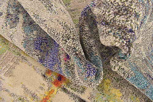Unique Loom Chromatic Collection Modern Rustic & Vibrant Abstract Area Rug for Any Home Décor, 8' 0" x 8' 0", Beige/Gray