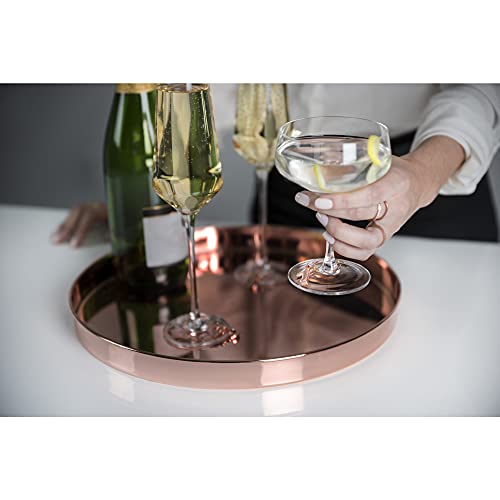 Viski Raye Angled Stemmed Crystal Coupe Cocktail glassess, Champagne Coupe Glasses, Drinkware Set, Espresso Martini glasses set of 4, 7oz