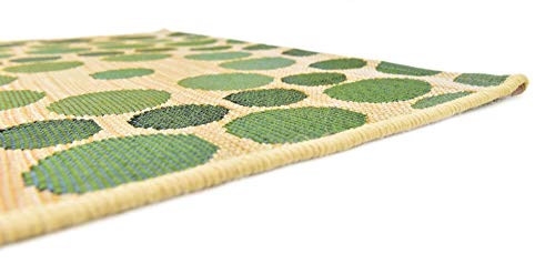 Unique Loom Outdoor Modern Collection Area Rug - Spark (2' x 6' 1" Runner, Beige/ Burgundy)