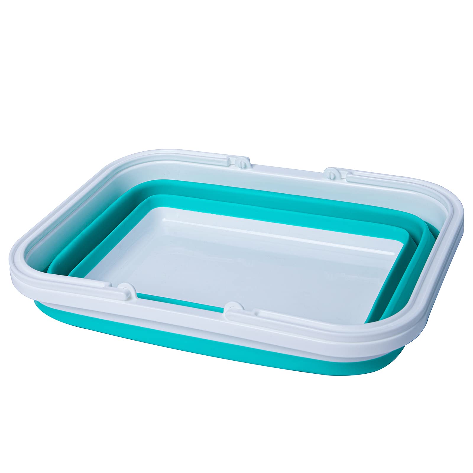 AUTODECO 2 Pack Collapsible Sink with Handle Towel, 2.37 Gal / 9L Foldable Wash Basin for Washing Dishes, Camping, Hiking and Home Blue