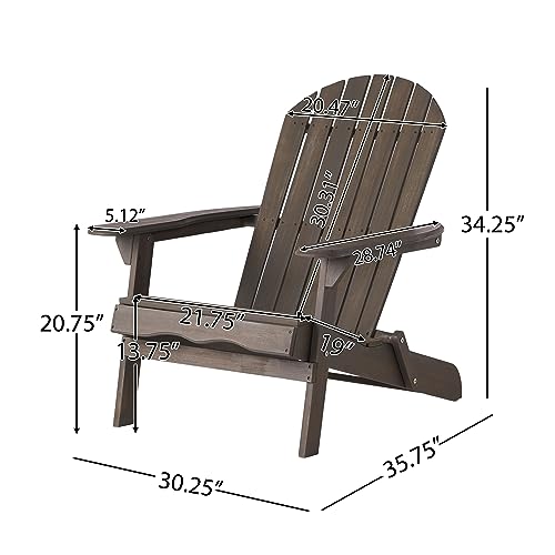 Christopher Knight Home Great Deal Furniture Milan Outdoor Rustic Acacia Wood Folding Adirondack Chair, Gray