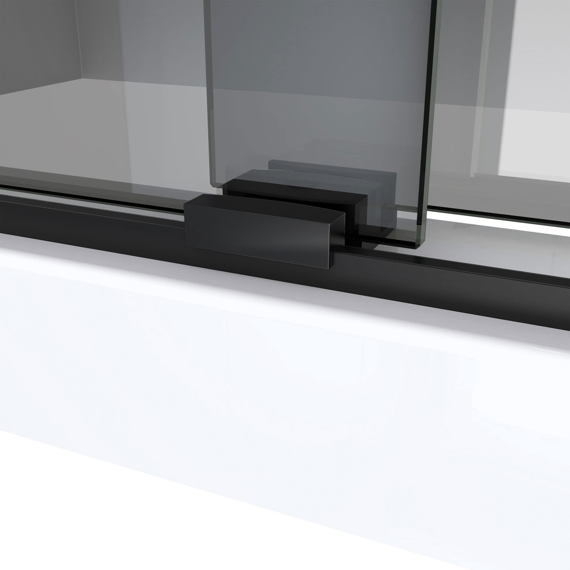 DreamLine Sapphire-V 56-60 in. W x 62 in. H Bypass Tub Door in Matte Black and Gray Glass