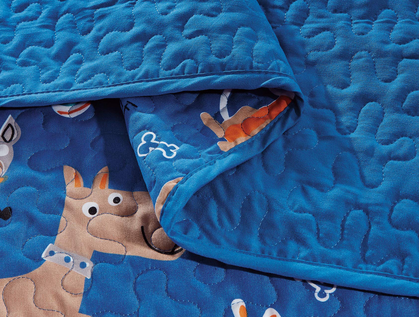 Bedspread Set for Boys/Teens Multi-Color Dogs Brown Blue White Black Bones Balls New # Blue Dog