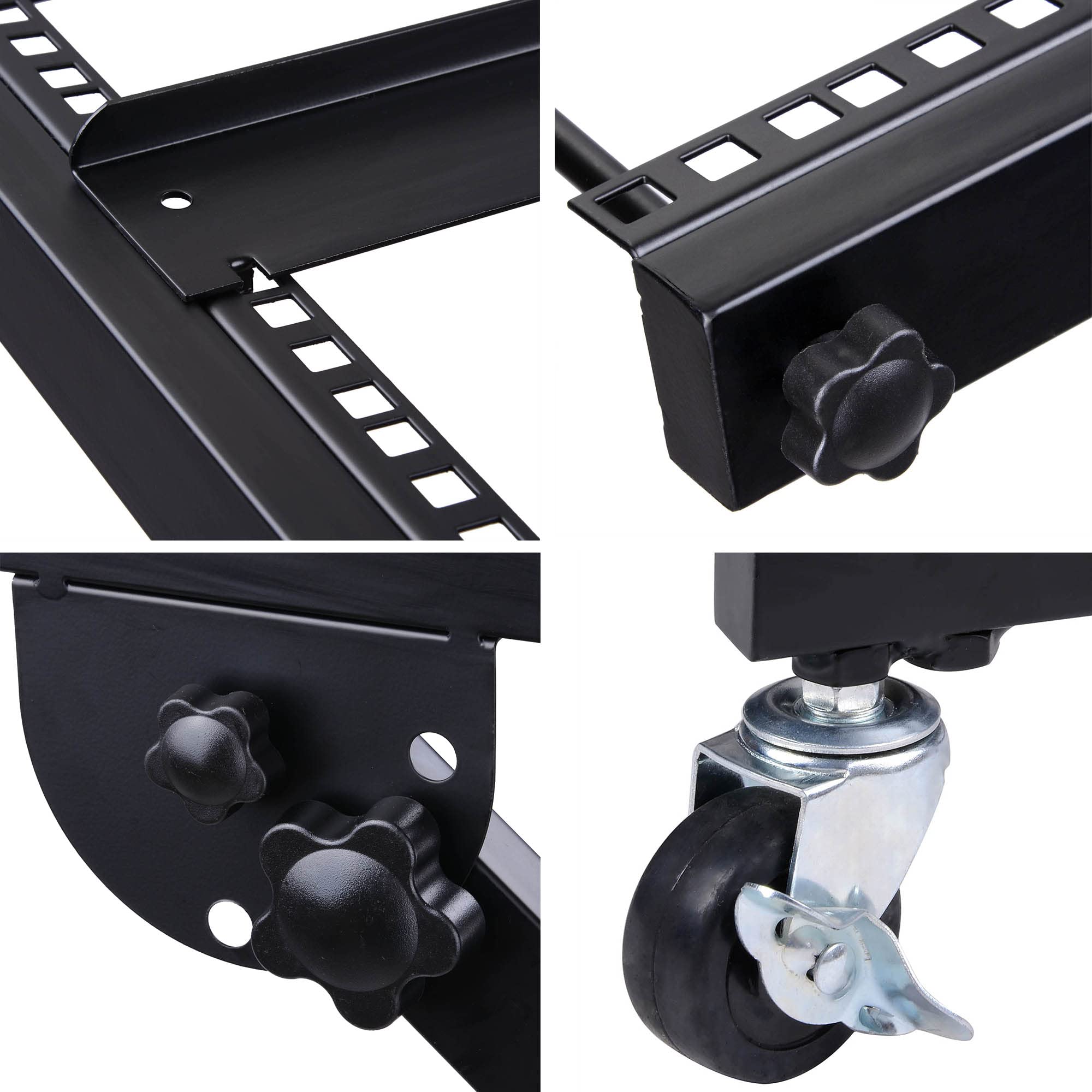 AW Adjustable Rack Mount Studio Equipment Rolling DJ Mixer Stand Stage Cart Music Party Show 12U