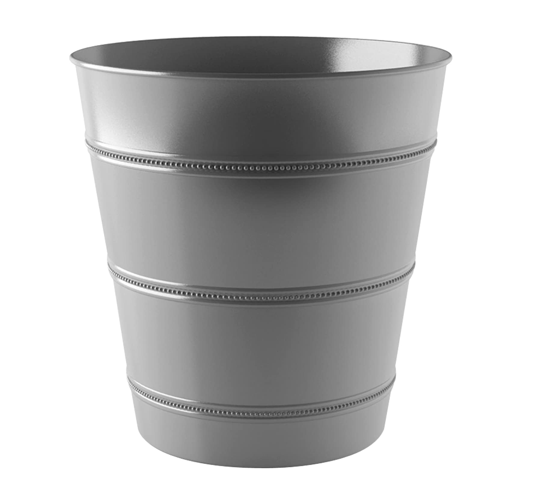 nu steel Round Metal Small 2.5 Gallon Recycle Trash Can Wastebasket, Garbage Container Bin for Bathrooms, Kitchen, Bedroom, Home Office - Durable Galvanize Steel - Shiny Steel Finish