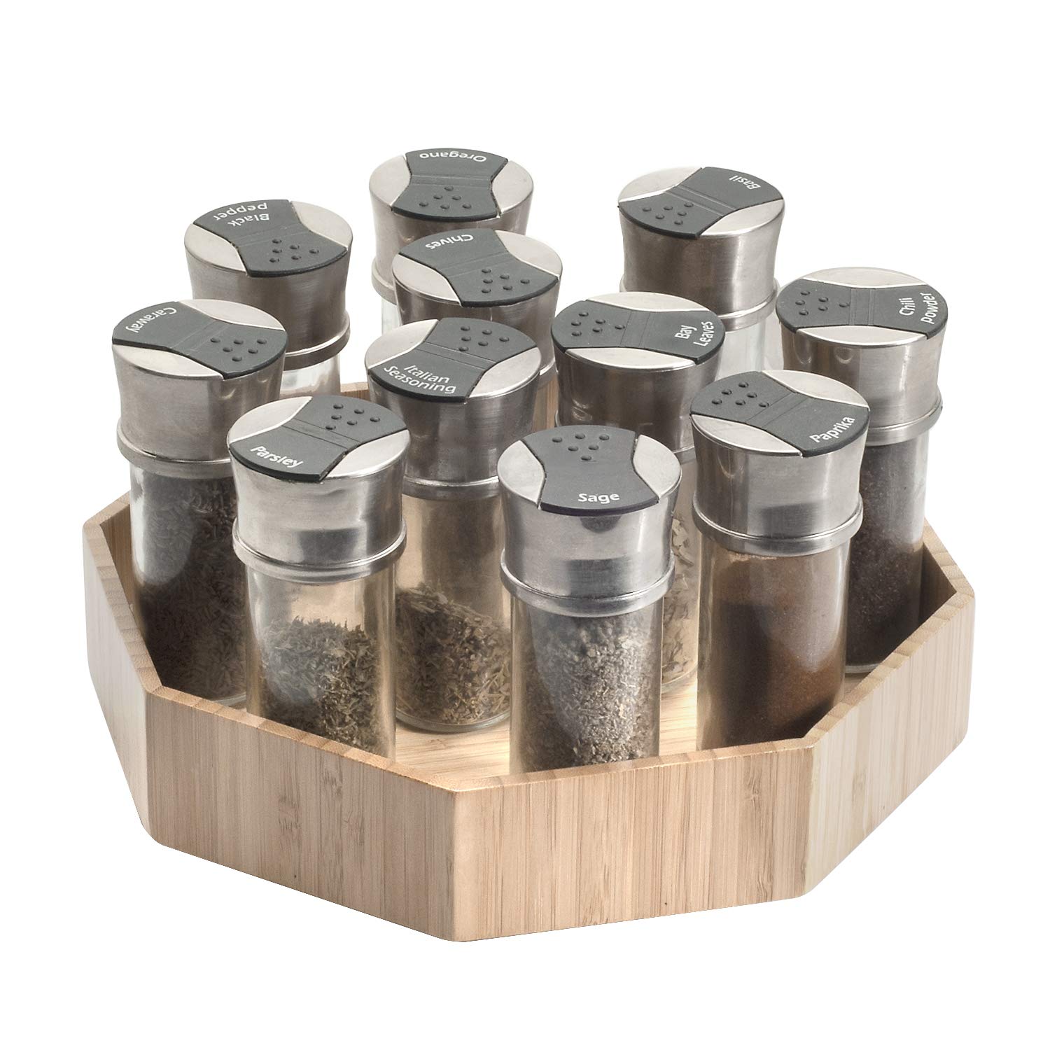 Bamboo 360 Rotating Spice Rack & Sauce Spinning Tray for Cabinets & Tabletops with Lazy Susan Turntable, 10” Diameter with 2” Ledge