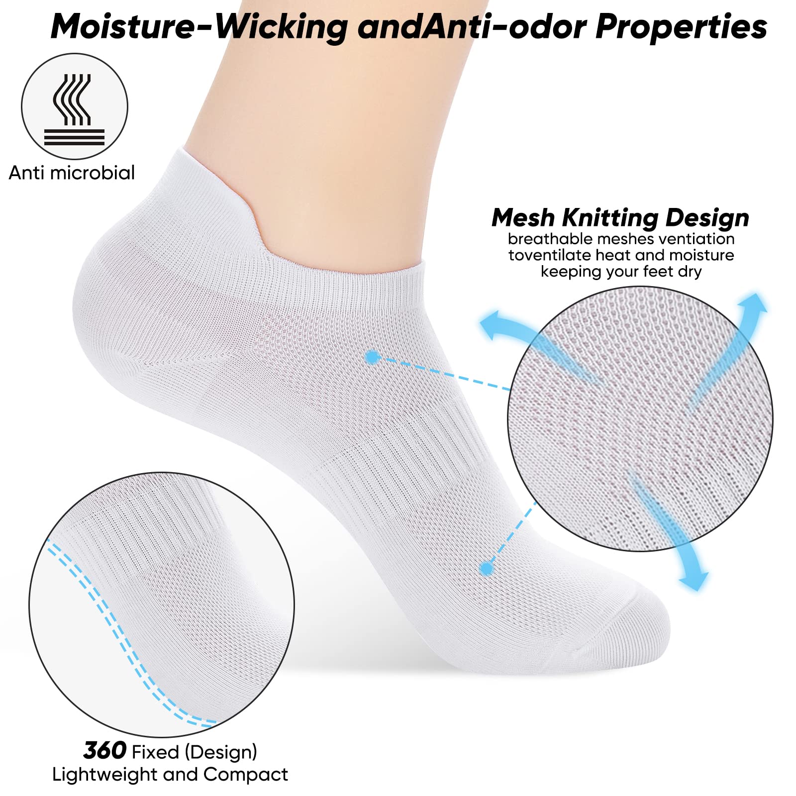 ATBITER Ankle Socks Womens and Men Thin Athletic Running Low Cut No Show Socks With Heel Tab 6/8-Pairs