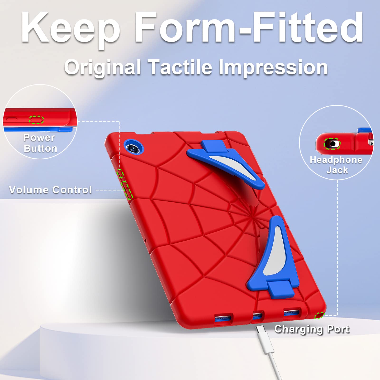 Auizotl Case for Samsung Galaxy Tab A8 10.5 Case for Galaxy Tab A8 Case with Kickstand 3 Layer Rugged Military Grade Shockproof 10.5 inch Cover (SM-X200/X205/X207), Red Blue