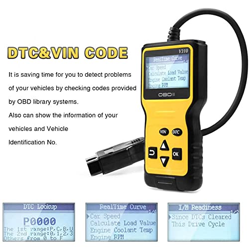 ATDIAG OBD2 Scanner, Car Engine Code Reader Automotive Diagnostic Tool Scanner Monitor Auto Fault Code Scan Tool with Live Data (Yellow)