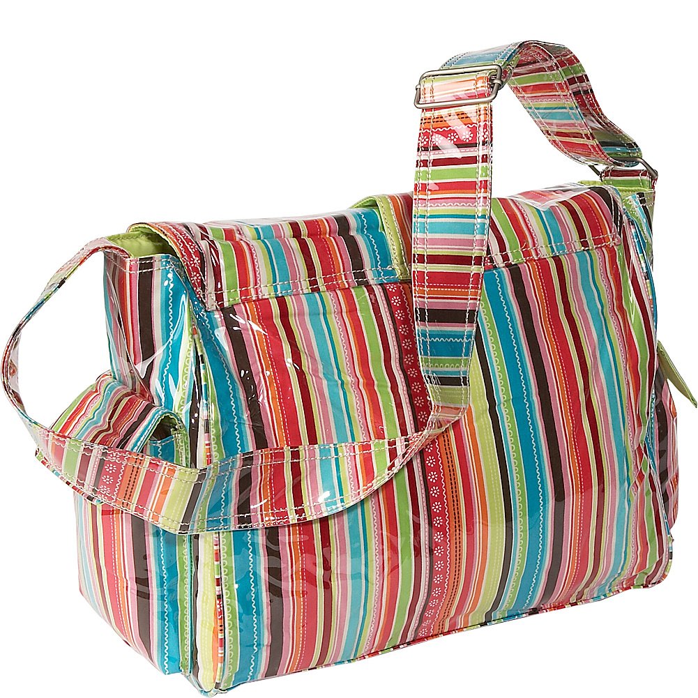 Kalencom Laminated Buckle Bag, Fleur De Lis Chocolate Cream