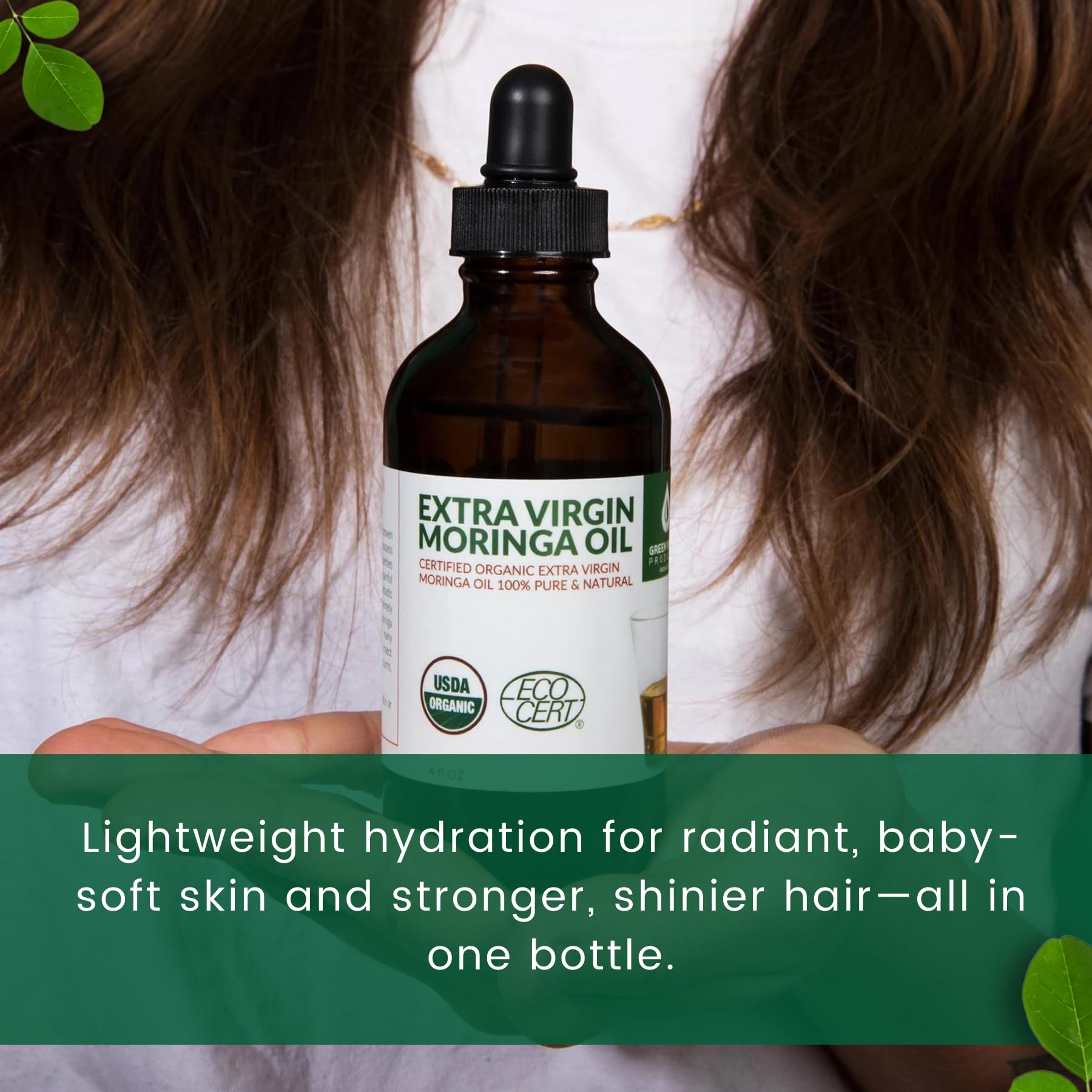Organic Moringa Oil, Cold Pressed, Extra Virgin, 100% Pure, Food Grade