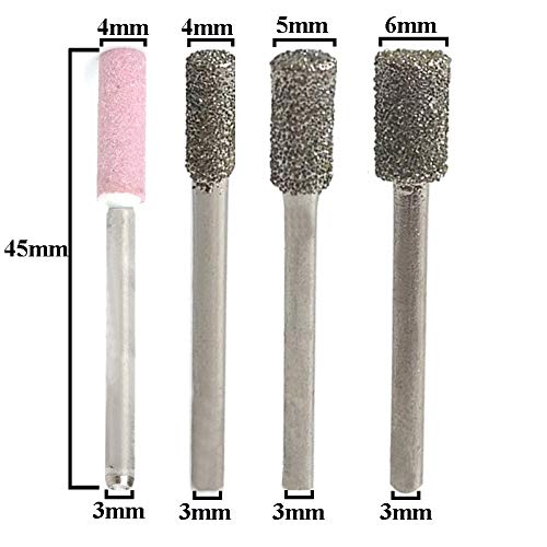 DUO ER 5pcs Diamond Coated Cylindrical Burr 4mm Chainsaw Sharpener Stone File Chain Saw Sharpening Carving Grinding Tools (Color : Diamond 4mm)