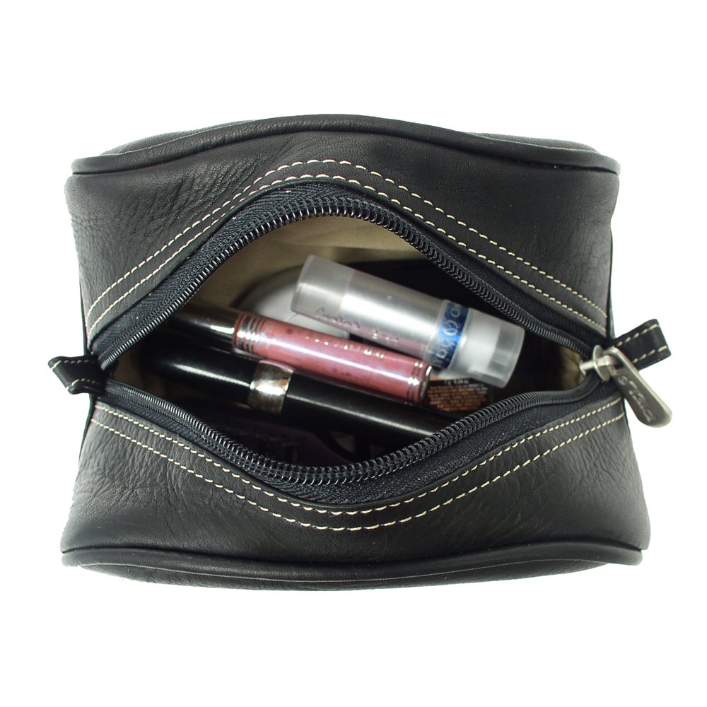 Piel Leather Cosmetic Bag, Saddle, One Size