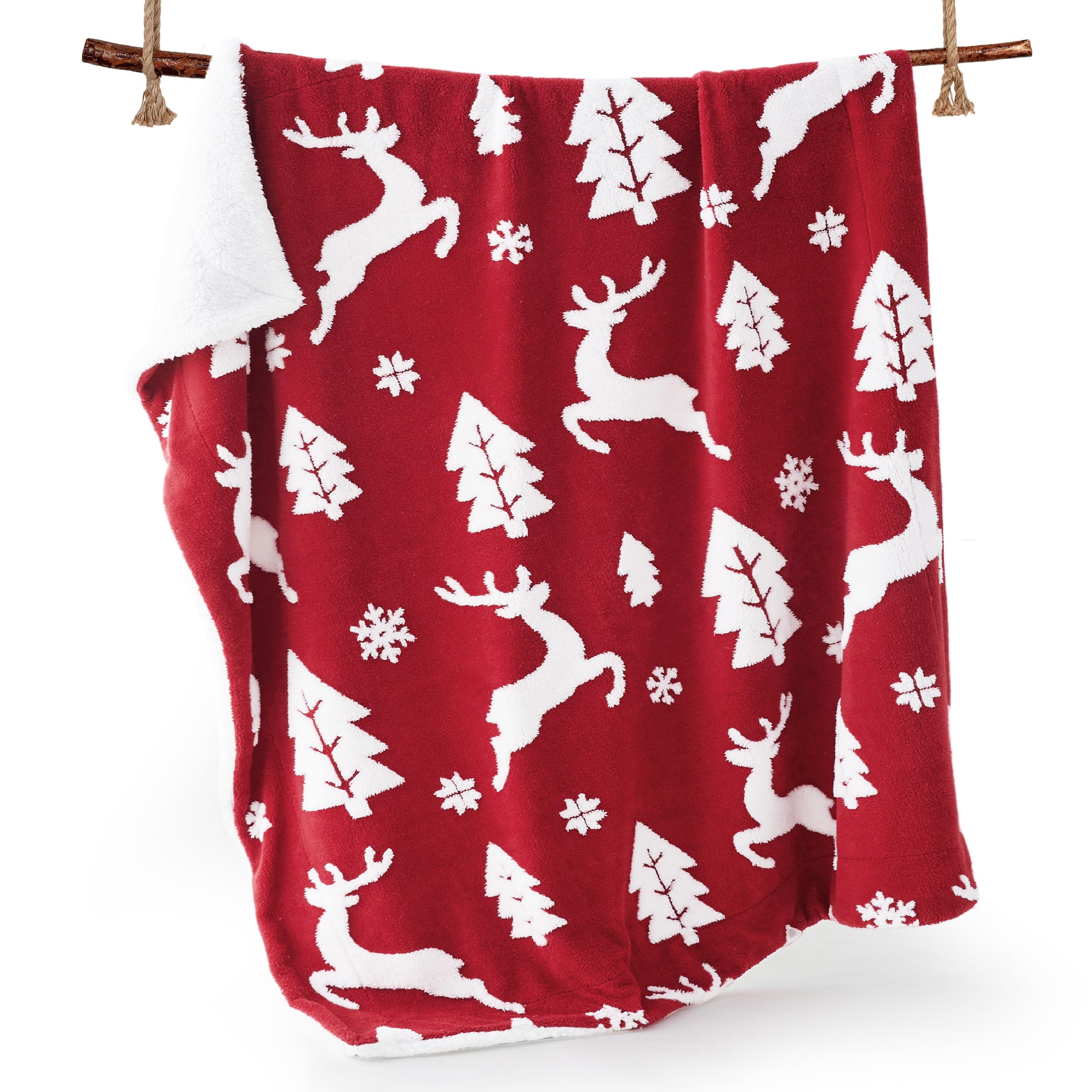 Bedsure Christmas Throw Blanket - Soft and Warm Sherpa Christmas Falala Throw Blankets for Couch, Sofa, Bed, Winter Blanket for Christmas, Decoration Gift Blanket 50"x60"