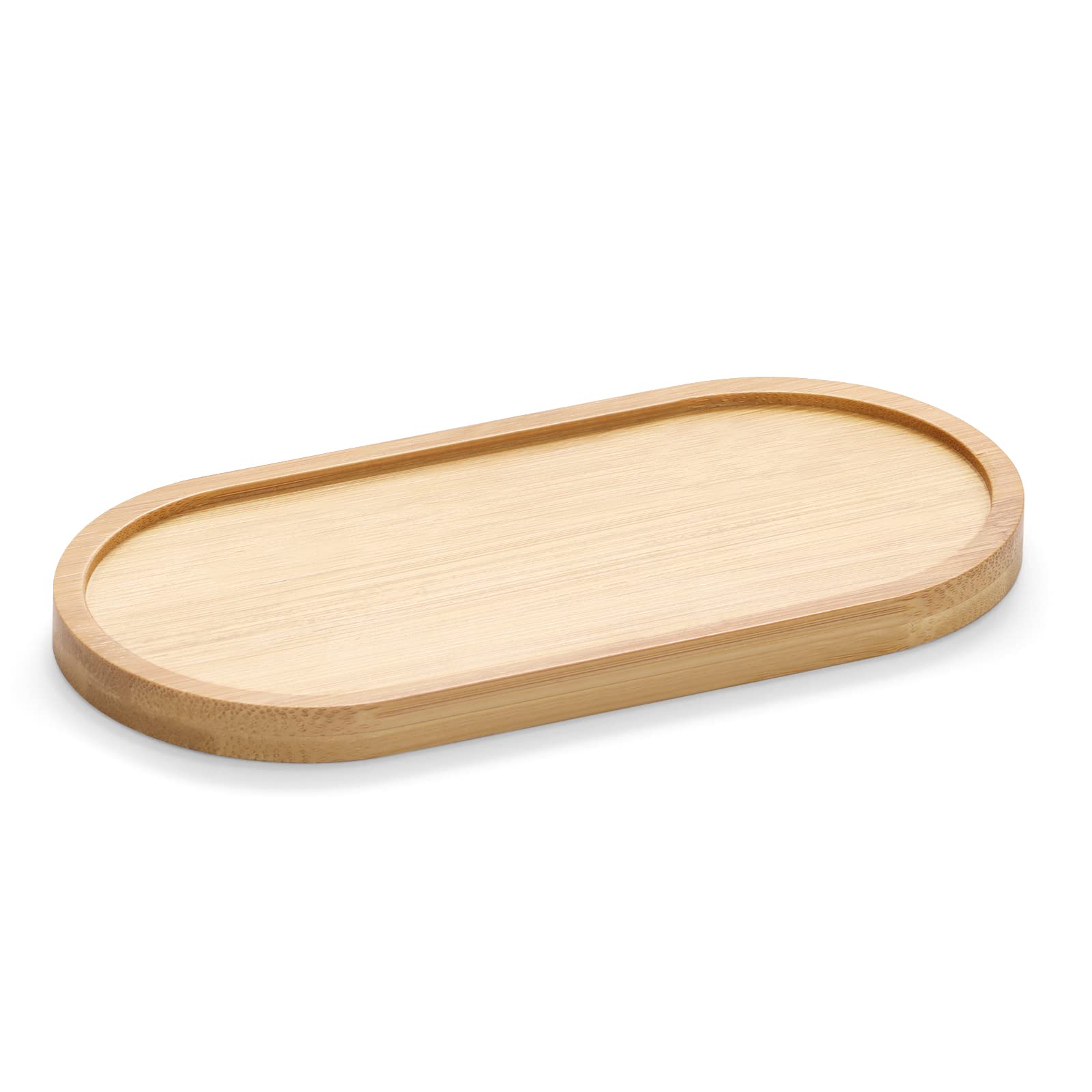 Bamboo Soap Dispenser Tray, Multi Use Bathroom Counter Tray, Rounded Edges Bamboo Oil and Vinegar Glass Bottle Tray for Dresser Counter Head Ornament Tissues Candles