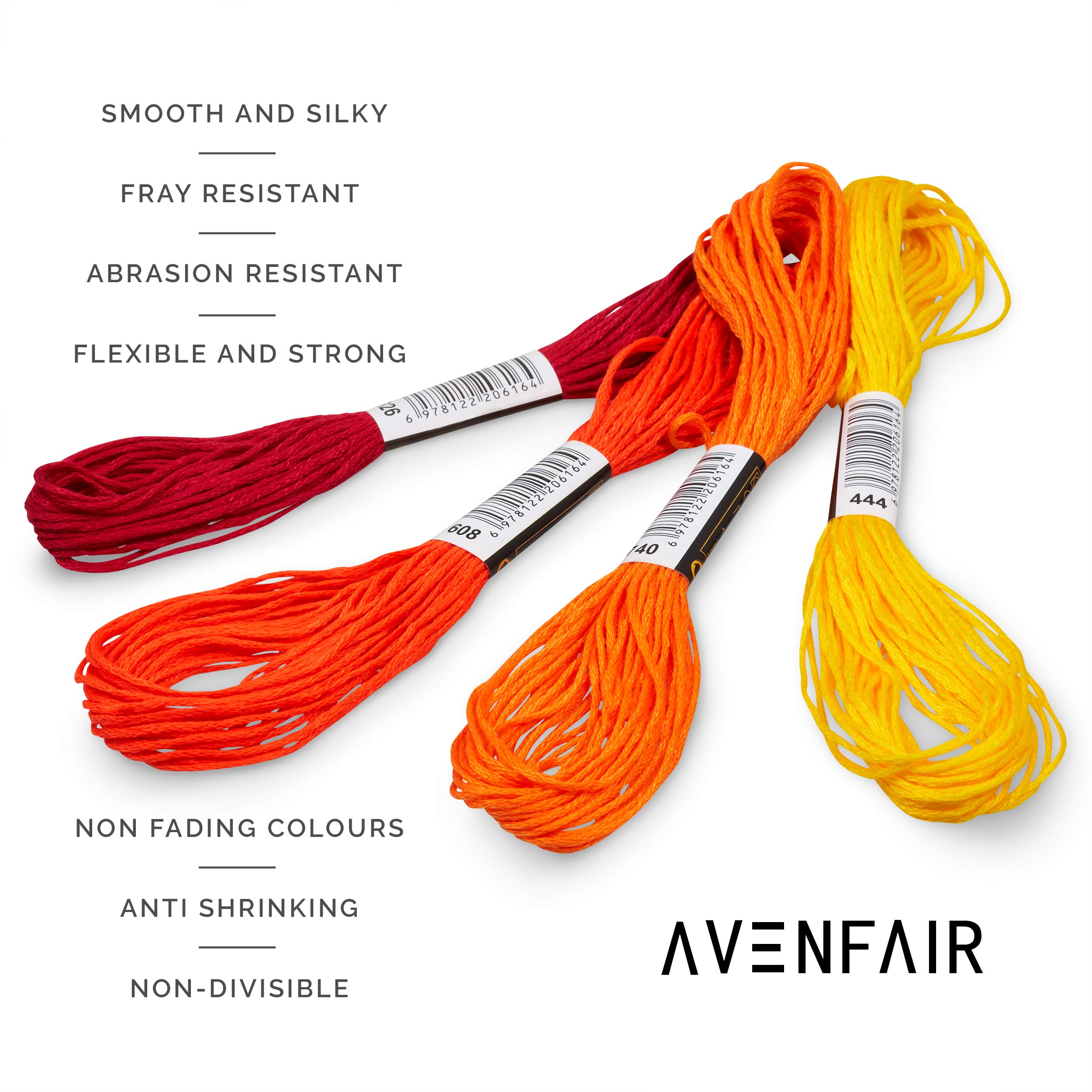 Avenfair Embroidery Threads 50 Skeins per Pack, Multi Color Embroidery Floss, Cross Stitch Threads, Friendship Bracelet Threads, with Free Needles, Floss Bobbins (50 Colors)