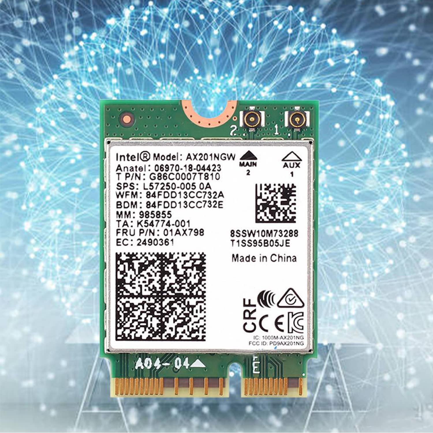 AX201NGW WiFi Card,WiFi 6E M.2 Laptop 2.4Gbps 802.11ax Wireless Intel AX201 Wireless Card 11AX WiFi Adapter with Bluetooth 5.3 MU-MIMO for Windows 10, 64-bit, Google Chrome OS, Linux(64bit)