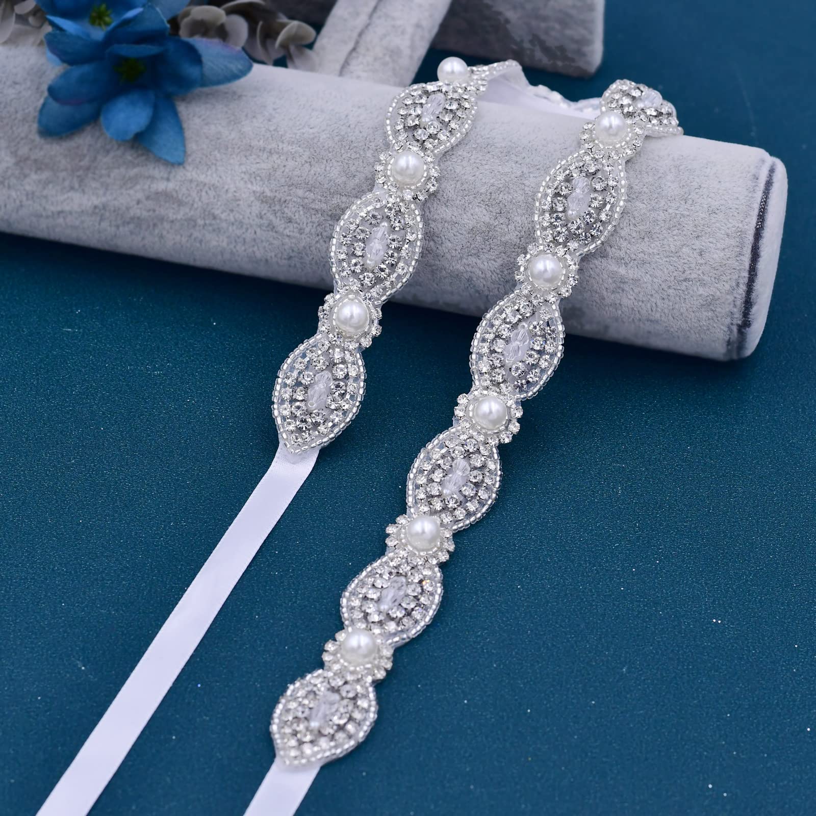azaleas Bridal Belt with Rhinestones Wedding Dress Belt Pearl Headband Bride Bridesmaids Sash(S435)