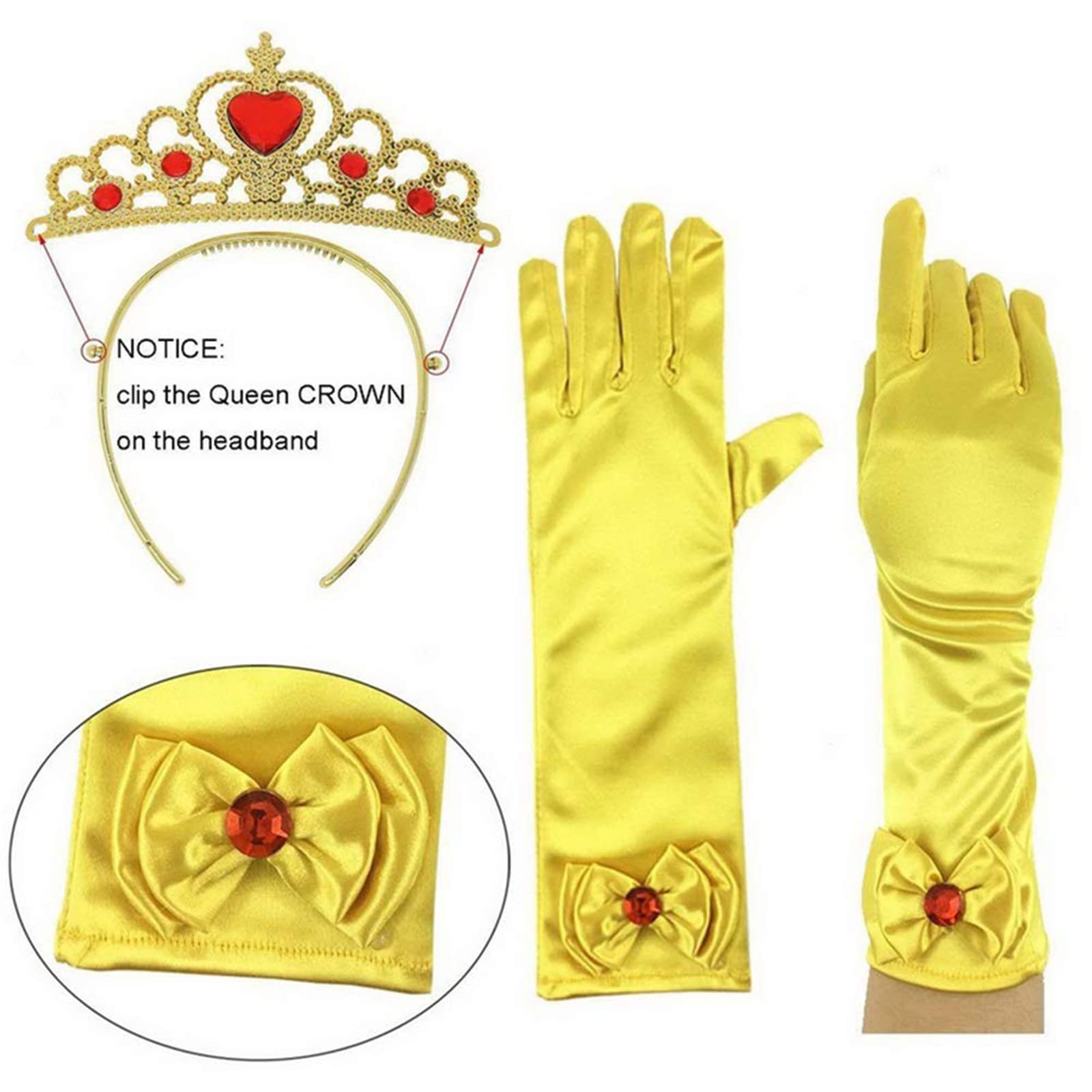 Orgrimmar Princess Dress Up accessories For Belle Gloves Princess Tiara Crown Wand Necklaces For Kids