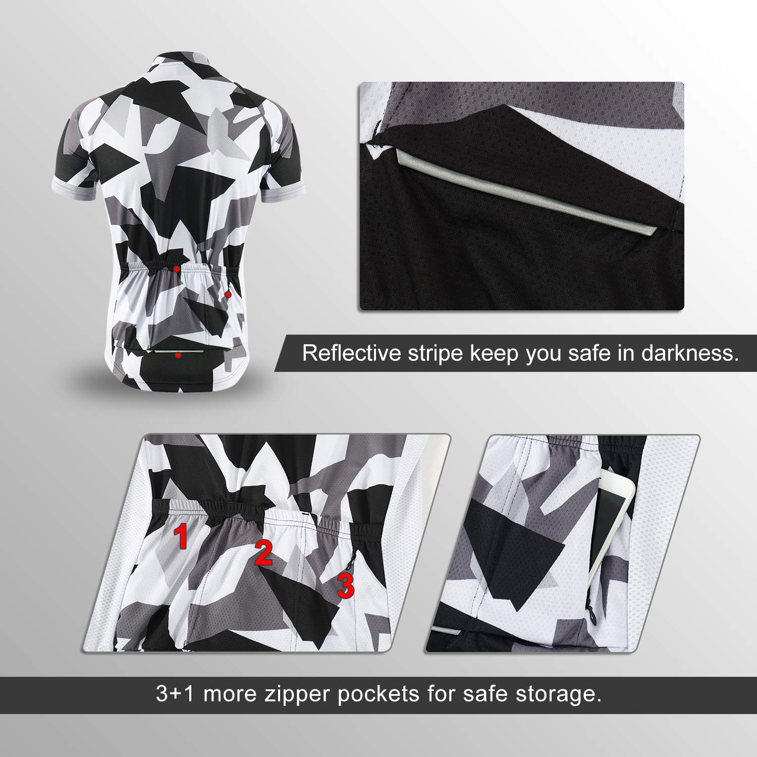 ARSUXEO Men's Cycling Jerseys MTB Bike Sets with Shirt and Bicycle Padded Shorts Z1006 size Medium