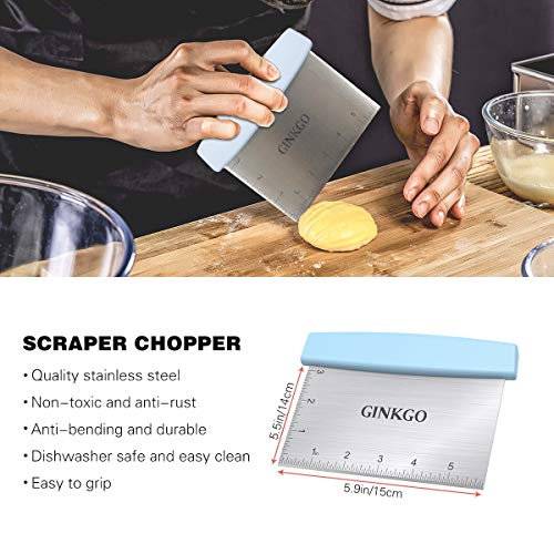 GINKGO Stainless Steel Bench Scraper Red and Blue