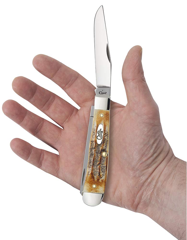 Case WR XX Pocket Knife Burnt 6.5 Bonestag Trapper Item #3573 - (6.5254 SS) - Length Closed: 4 1/8 Inches