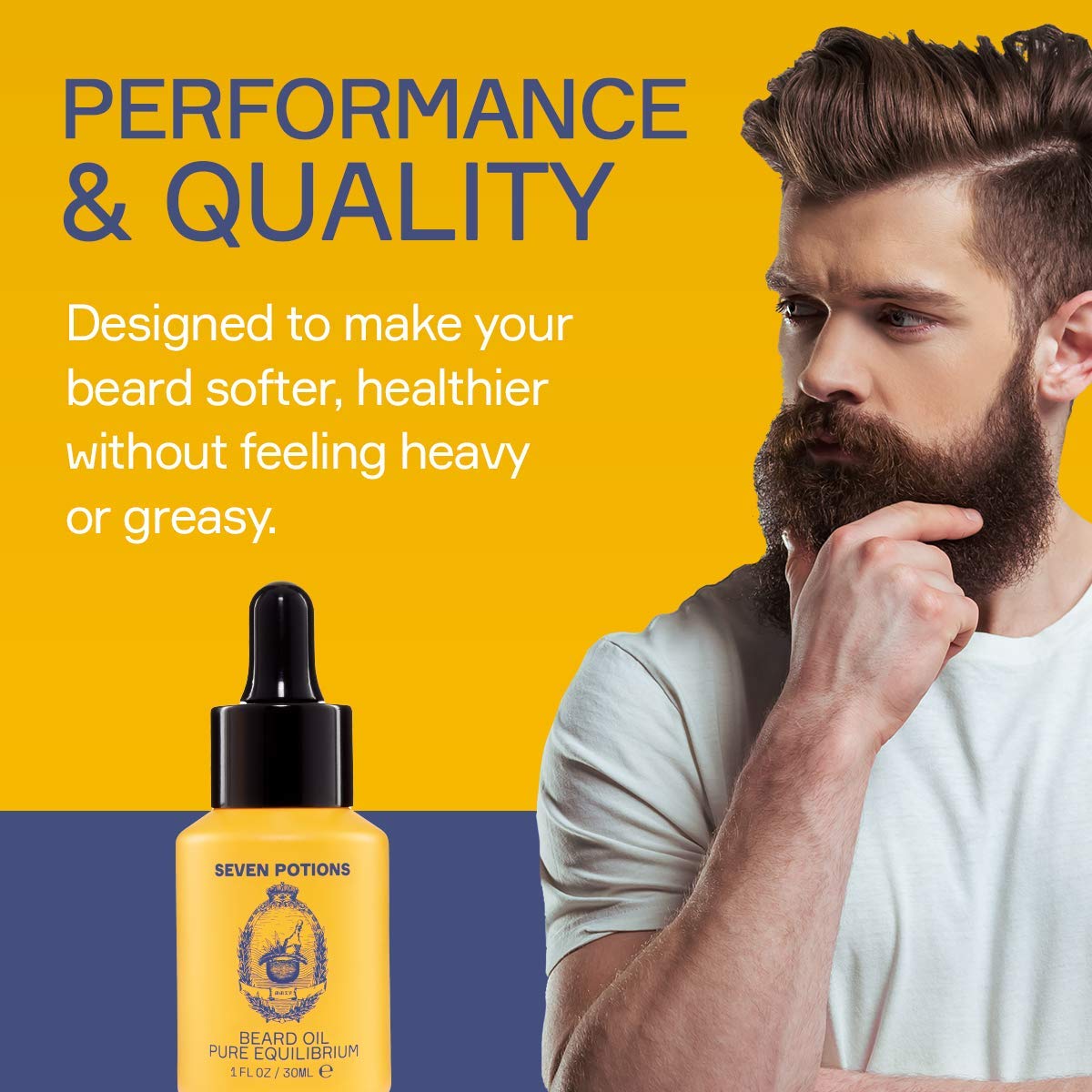 SEVEN POTIONS Beard Oil 1 fl oz Fragrance Free Beard Softener. Stops Beard Itch. Natural Beard Conditioning Oil. Contains Jojoba Oil (Pure Equilibrium)
