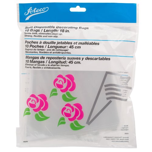 Ateco 4685 Soft Disposable Decorating Inch, Pack of 10, Made in USA, 18" Bag, Clear