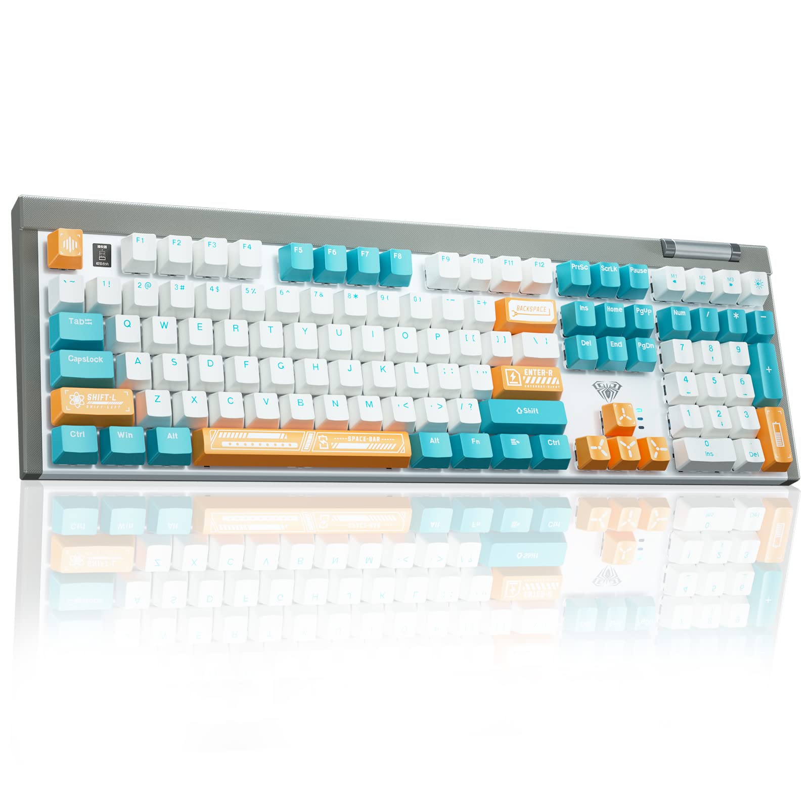 AULA F3050 Wireless Mechanical Keyboard, Custom Hotswap Keyboard for Windows PC Gaming, Full Size Computer Gamer Keyboard, LED Backlit Keys, Wireless/Wired Connection, Blue Switch