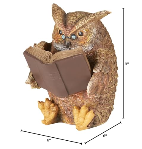 ART & ARTIFACT Solar Light Reading Owl - Outdoor Lawn Sculpture