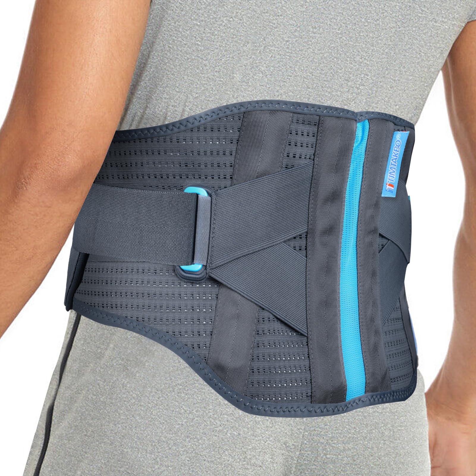 Back Brace for Lower Back Pain,Back Support W/Lumbar Pad for Men Women Herniated Disc,Sciatica,Scoliosis,Waist Pain Relief Lumbar Support Belt for heavy lifting(Gray/Blue,S/M Fit Belly 23.5"-29.5")