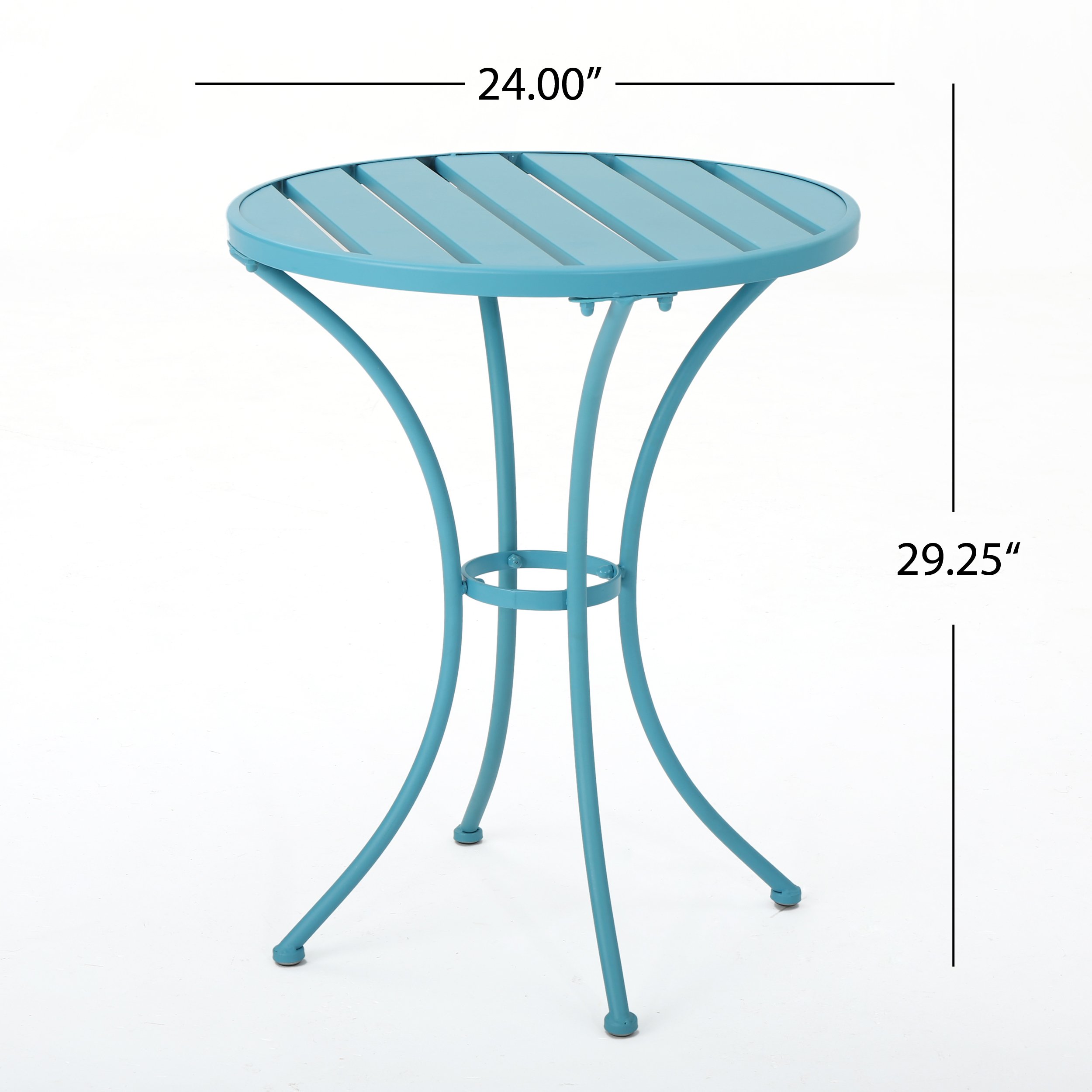 Christopher Knight Home Colmar Outdoor Iron Bistro Set, 3-Pcs Set, Matte Blue