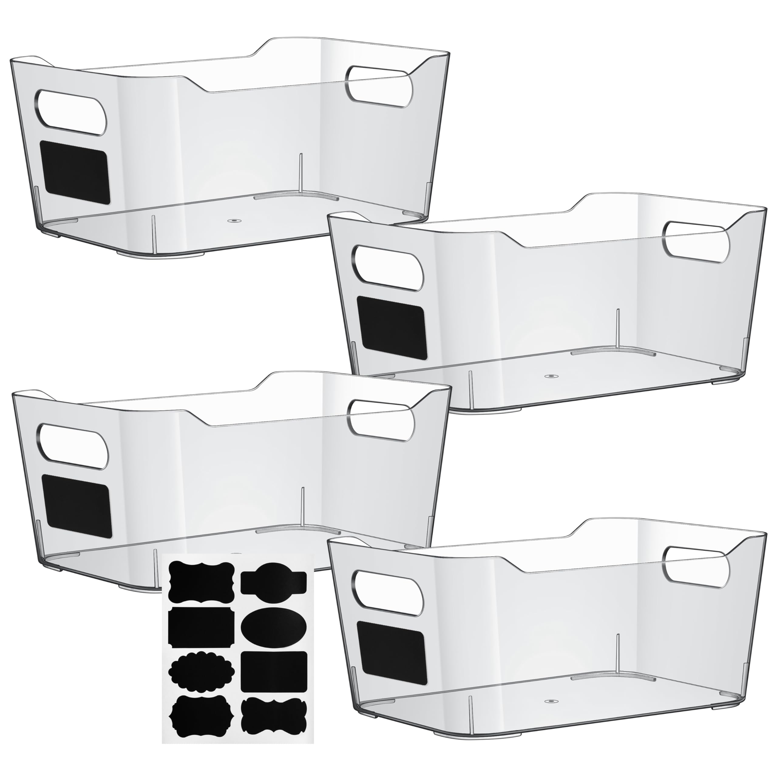 Clear Plastic Storage Bins with Labels and Marker, Pantry Organizers and Storage Containers Fridge Organizer Bins Kitchen Organization Cabinet Organizer Bin for organizing Home Freezer Refrigerator