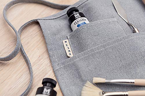 MEEMA Blue Half Apron with Pockets | Upcycled Denim and Cotton | Ideal for Restaurant Unisex Waitress Apron | 23X13 in, One Size Fits All