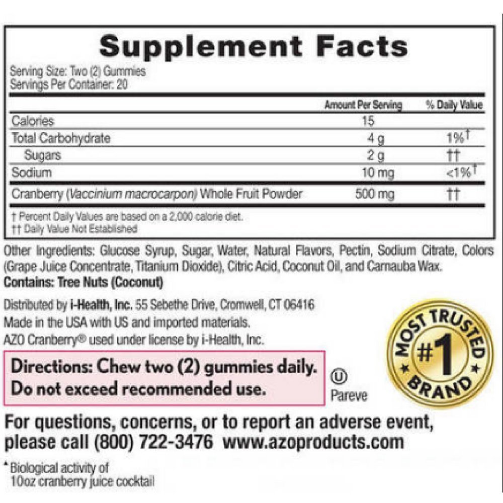 AZO Cranberry Gummies Urinary Tract Health, Mixed Berry 40 ea (Pack of 5)