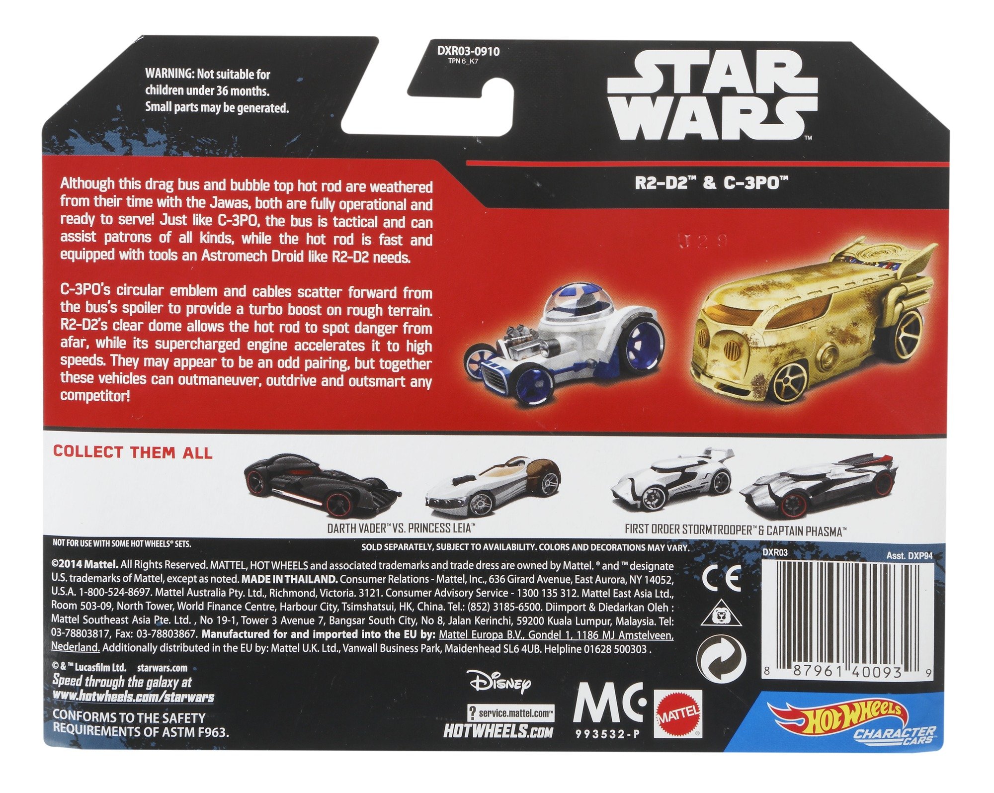 Hot Wheels Star Wars Rogue One Battle Damaged C-3P0 and R2-D2 Character Car (2-Pack)