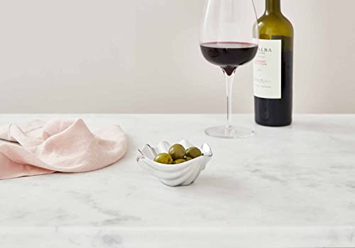 nambe Oceana Sea Shell Dip Bowl | Chilled Serving Dish For Dip, Hummus, Dressing, Salsa, Guacamole | Prep-Ahead | 4.5-Inch | Design by Wei Young | Made Of Metal Alloy (Silver)
