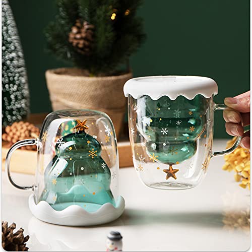 Binoster Cute Mugs Christmas Coffee Mug, Tea Cup, Milk Cup Glasses Double Wall Insulated Glasses Espresso Cup, Best Christmas for Women,Men,Kid, Office and Personal