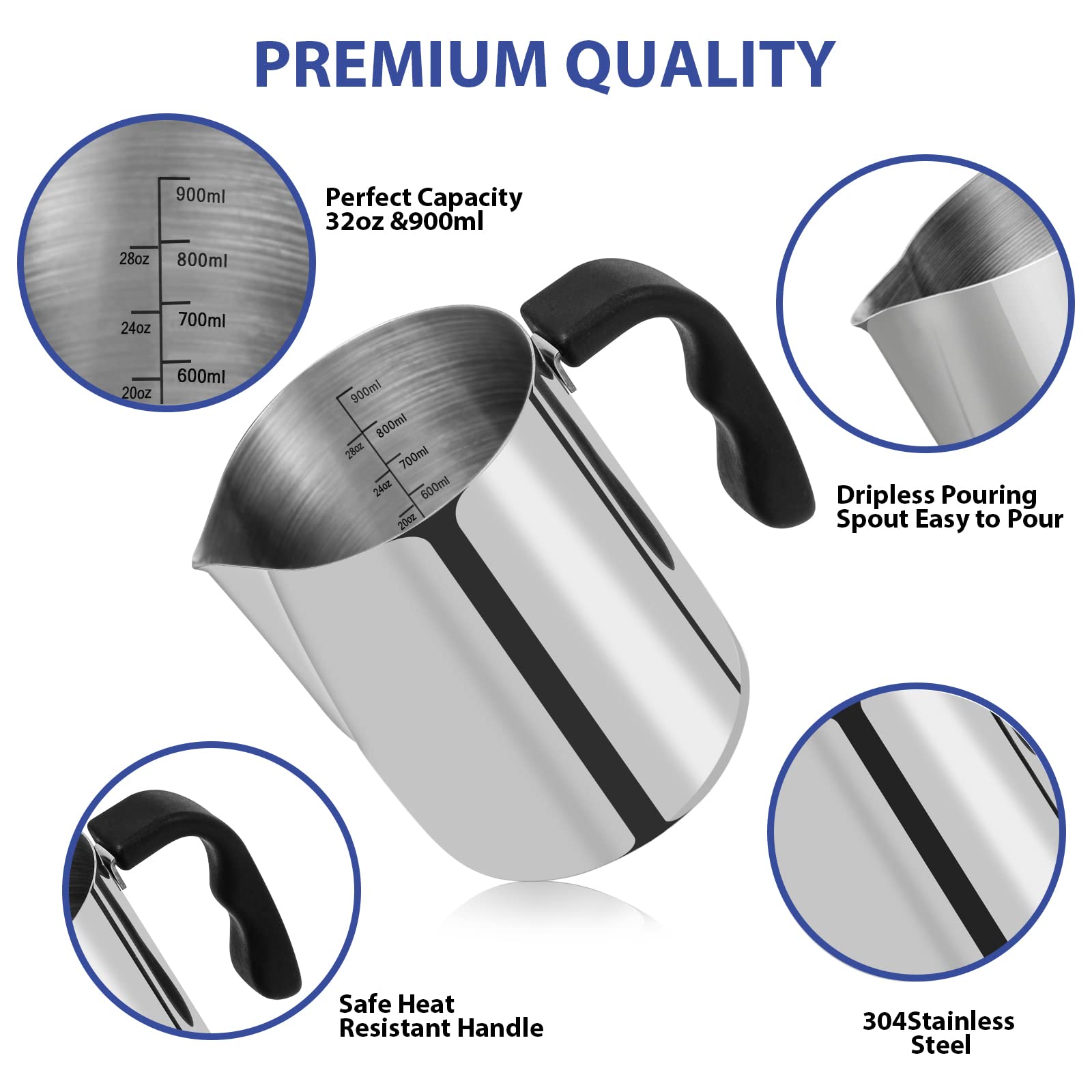 SAEUYVB 32oz Stainless Steel Wax Melting Pot with Heat-Resistant Handle and Dripless Pouring Spout for Candle Making