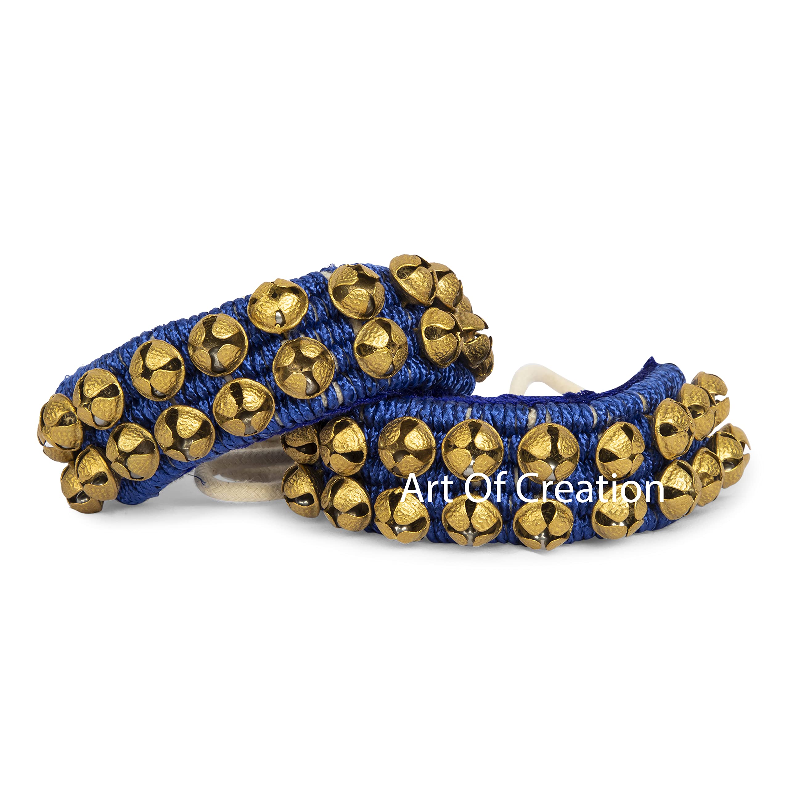 Art of Creation Kathak Dancing Ghungroo Anklet Bells Par 2 Line 20 + 20 Bells Indian Classical Dancers Musical Instrument For Dancing Bharatnatayam 40 Bell Blue Paded
