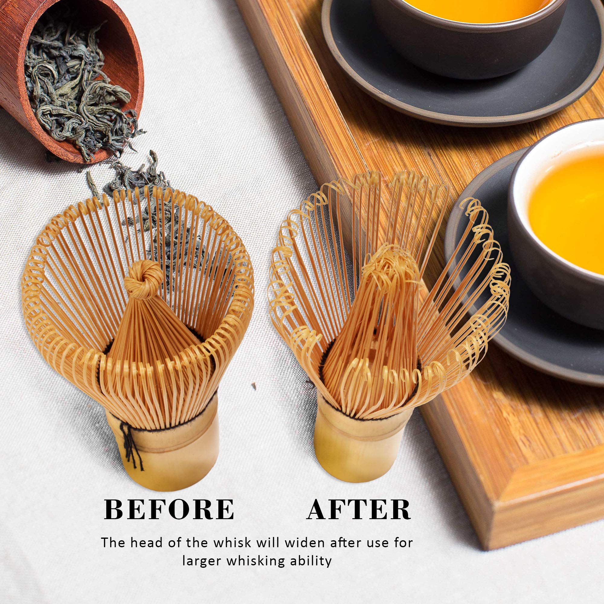 BambooMN Brand - Matcha Bowl Set (Includes Bowl, Rest, Tea Whisk, Chasaku, & Tea Spoon) 1 Set Black
