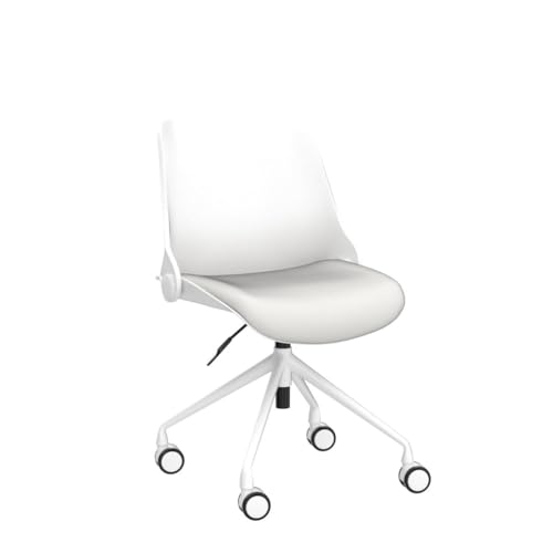 BEEANDEE Foldable Armless Home Office Chair Within 5 Minutes Completely Easy Installation with Adjustable Height and 360 Degree Universal Wheels, Armless Cute Modern Chair for Office(White)