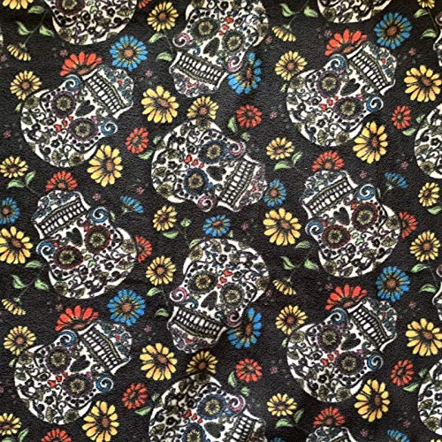 Day of The Dead Sugar Skulls Anti-Pill Premium Fleece Fabric by The Yard