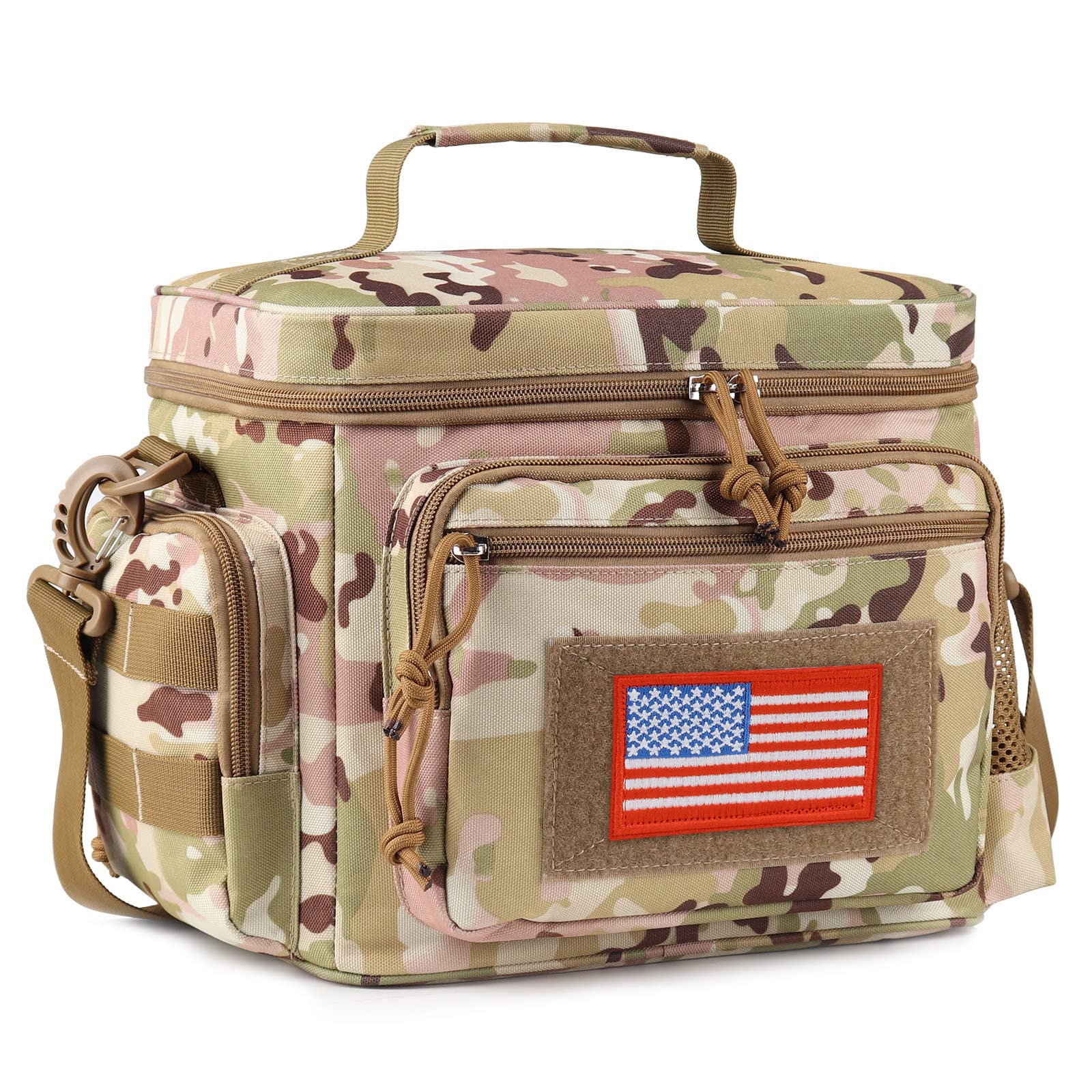 ATRIPACK Tactical Lunch Bag Medium Size (Camp-Brown) & Tactical Pencil Case for Men Women Teens Boys Girls (Brown)