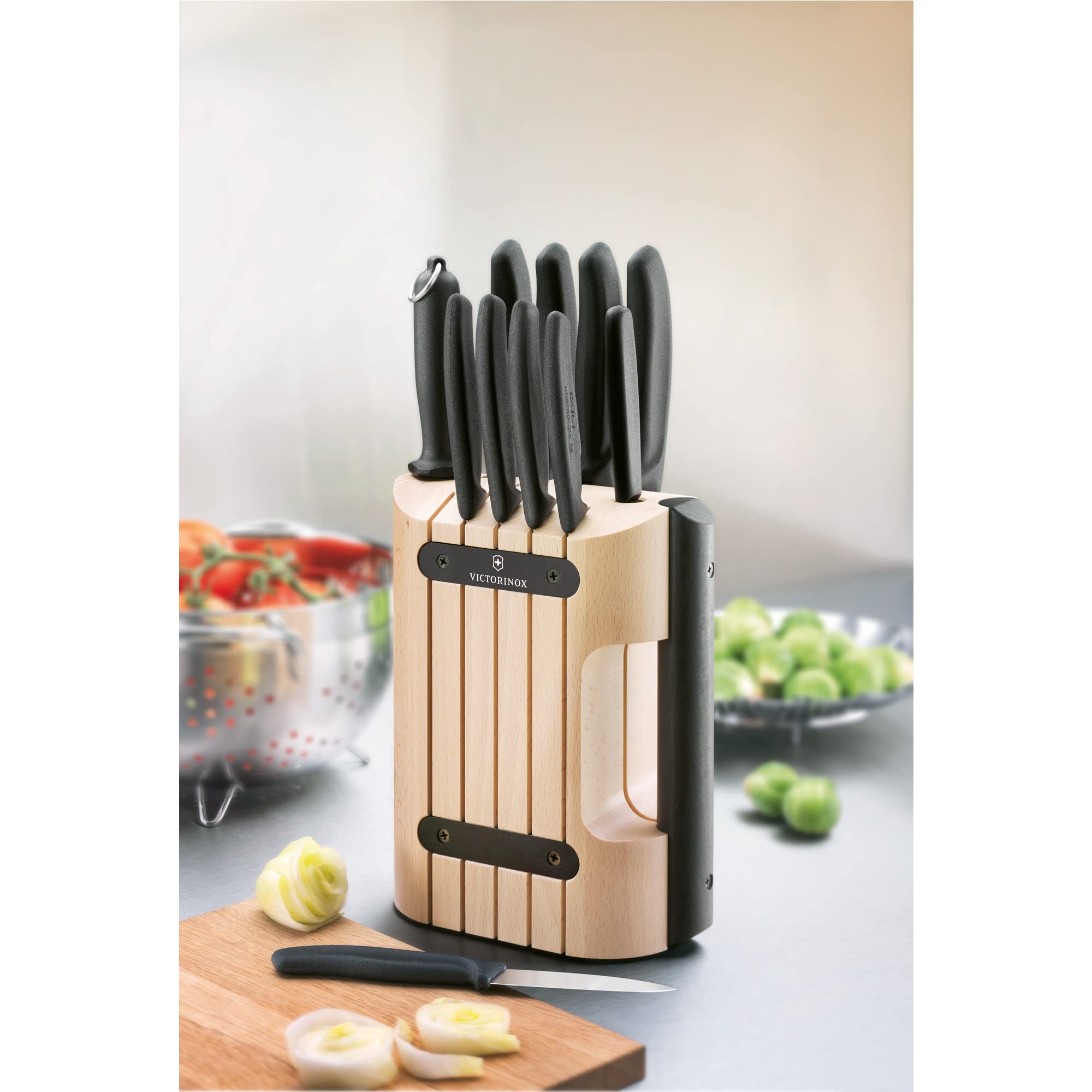 Victorinox Swiss Classic Cutlery, 11 Pieces Block Knife Set, Set of 11, Black, 6.7153.11