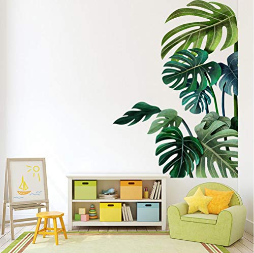 SENGTER Tropical Leaves Wall Decals Removable Jungle Green Palms Tree Plant Wall Stickers for Living Room Kids Room Bedroom Playroom Decor