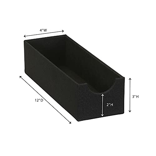 Household Essentials 2-Pack of Drawer Organizers, Sturdy Chipboard with Soft Polyester Cover, Handy and Fashionable Organization Solution, 3β H x 4β W x 12β D, Black Linen