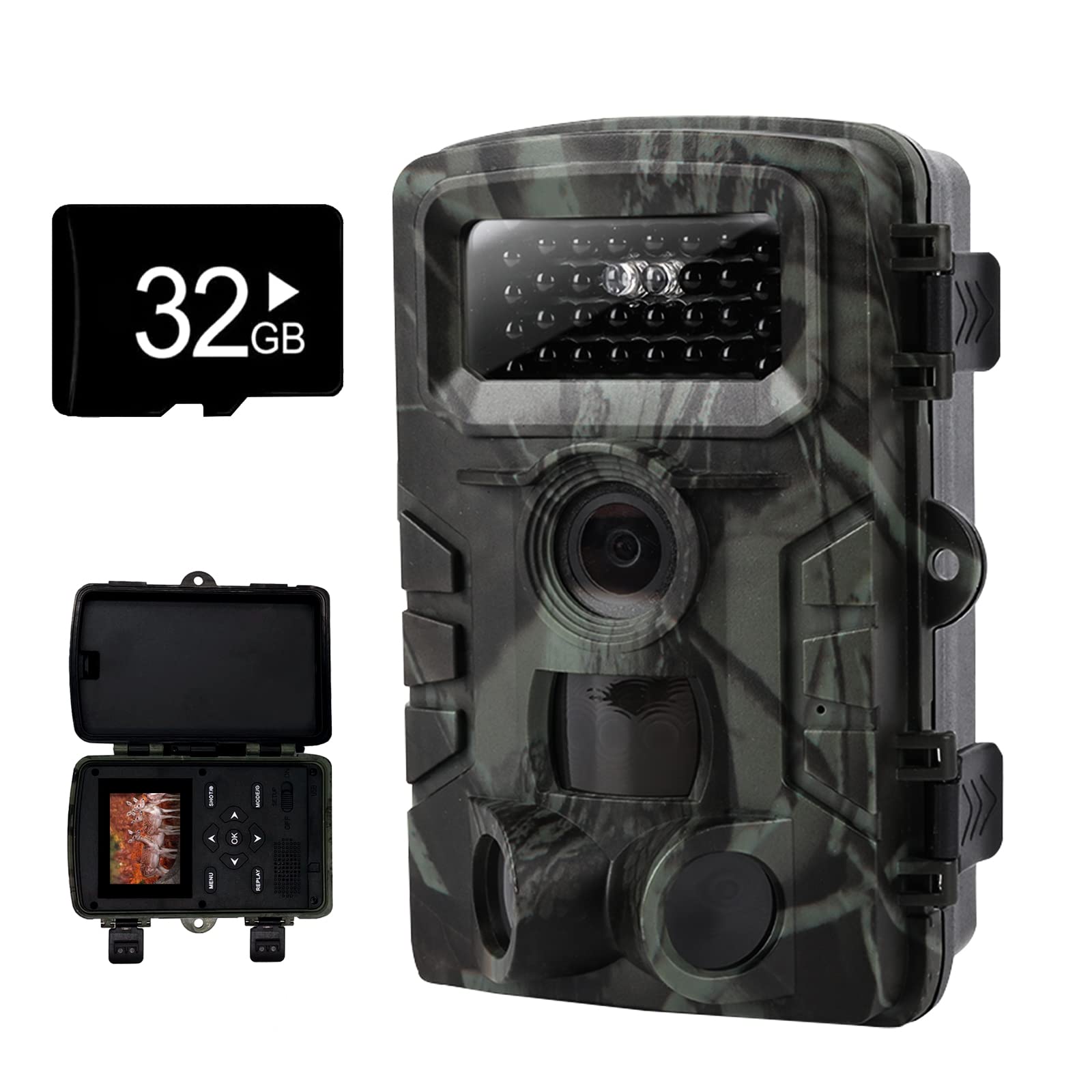 Baleyanm Trail Camera, 1080P 36MP Hunting Gear Game Camera with Night Vision Motion Activated Waterproof, Cellular Trail Camera 0.2s Trigger 120° Wide Angle Detection for Wildlife Deer Camera