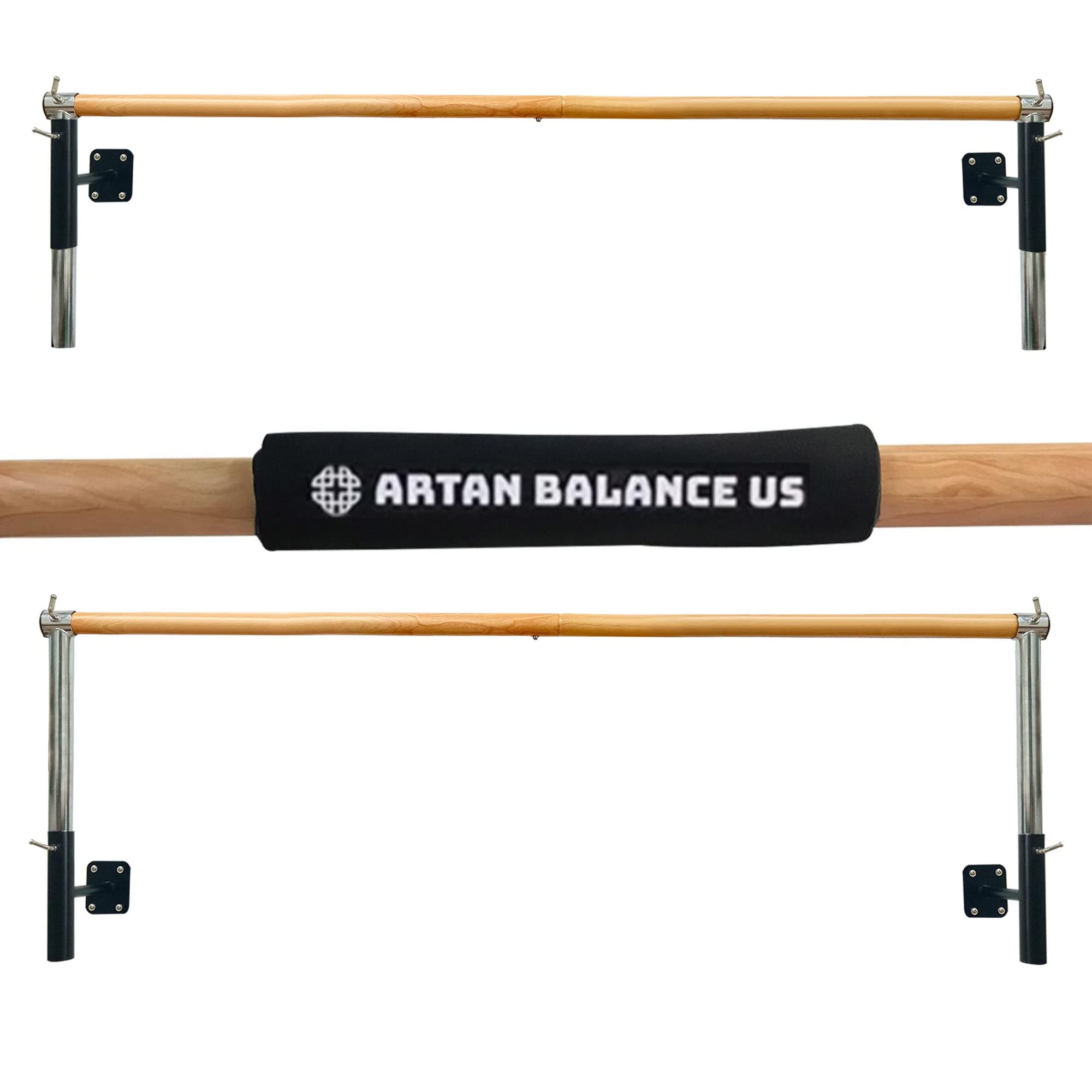 Artan Balance Ballet Barre Wall Mounted for Home or Studio Dance Training, Yoga, Stretching, and Pilates, Adjustable Bar Height, for Kids and Adults, Beginner Friendly, 5 FT Long